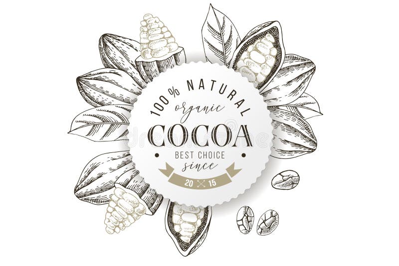 Organic Cocoa Round Label with Type Design Stock Vector - Illustration ...
