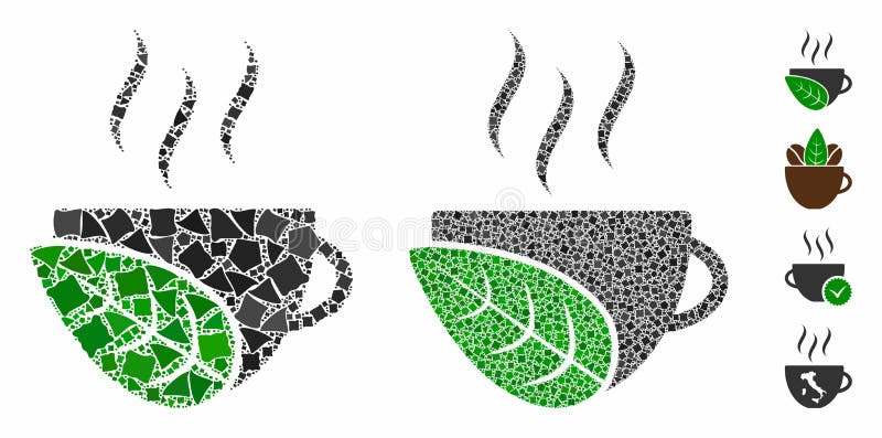 Organic Coffee Cup Mosaic Icon of Irregular Elements Stock Vector ...