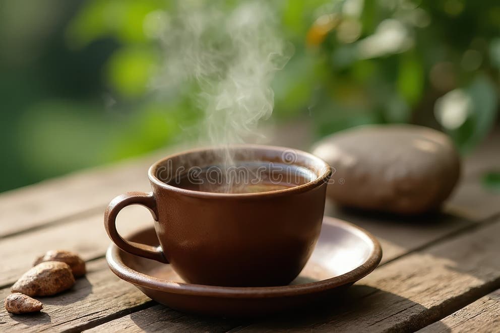 Coffee Steeping Process and Rustic Mug Stock Illustration ...