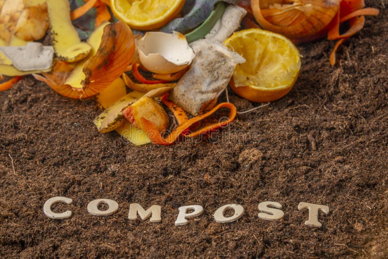 The Organic Compost - Biodegradable Kitchen Waste and Soil Stock Image ...