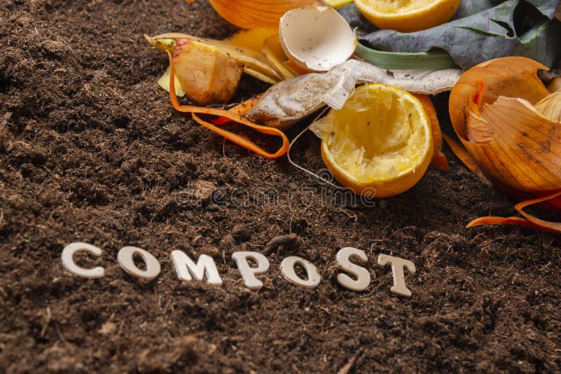 The Organic Compost - Biodegradable Kitchen Waste and Soil Stock Image ...