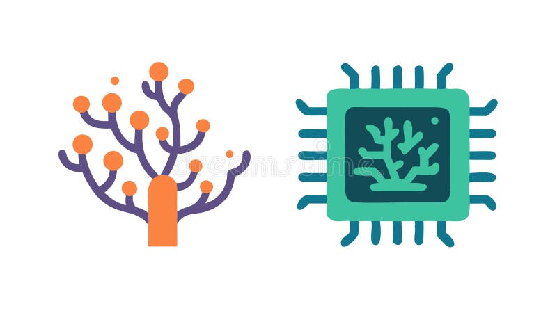 Organic Computing with Tree Circuit and Chip, Vector Design Generative ...