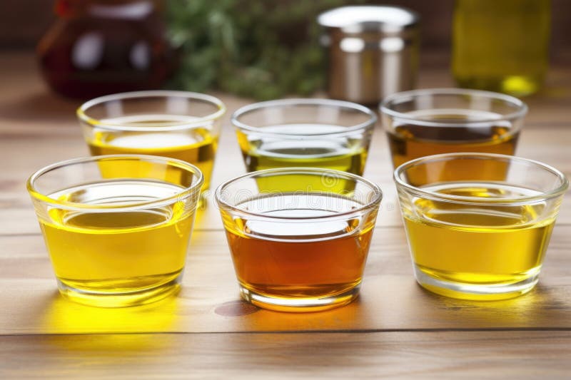 Organic Cooking Oils Measured in Small Cups Stock Image - Image of cups ...