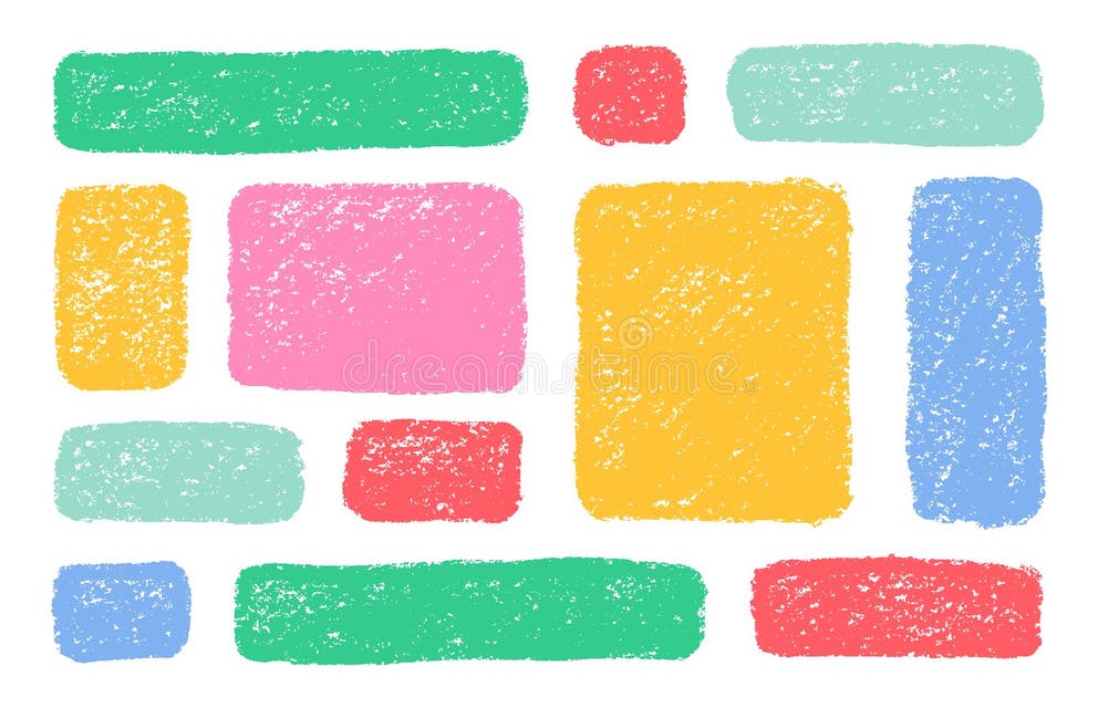 Organic Crayon Rectangle Frame Shapes Set. Hand Drawn Abstract Vector ...