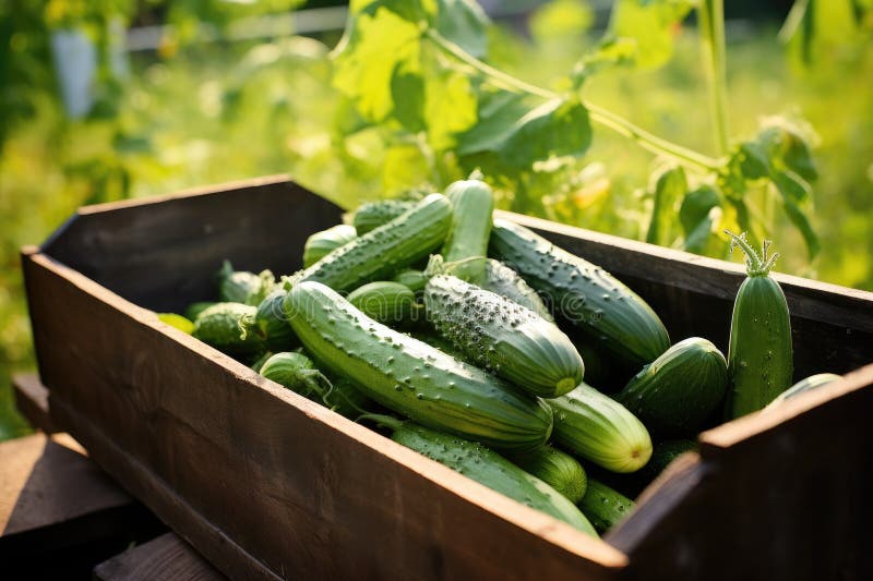 Organic Cucumbers Cultivation in the Garden Stock Illustration ...