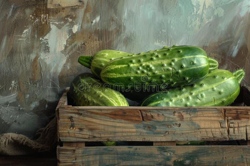 Fresh Cucumbers in Rustic Wooden Crate Stock Photo - Image of friendly ...