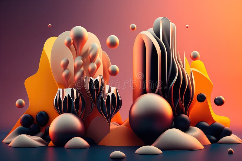 Organic 3D Forms on Soft Gradient Background Stock Illustration ...