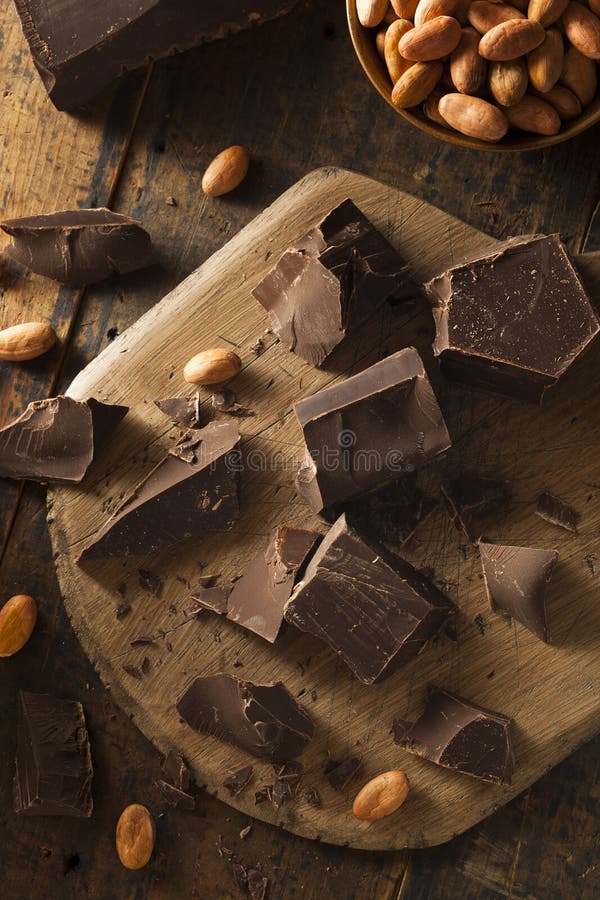 Organic Dark Chocolate Chunks Stock Image - Image of tasty, bitter ...