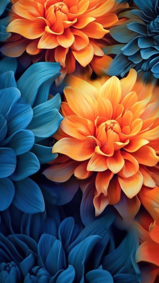 Organic Dark Sky Blue and Orange Flowers Wallpaper for IPhone and ...