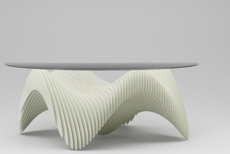Organic Design Wave Form Table with Glass Top. 3d Render Image Stock ...