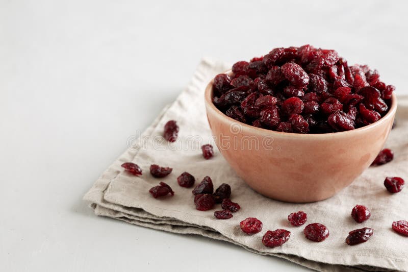 Organic Dried Cranberries in a Bowl, Side View. Copy Space Stock Photo ...