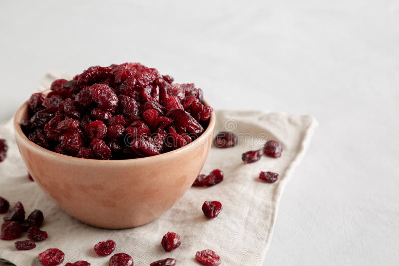 Organic Dried Cranberries in a Bowl, Side View. Copy Space Stock Image ...