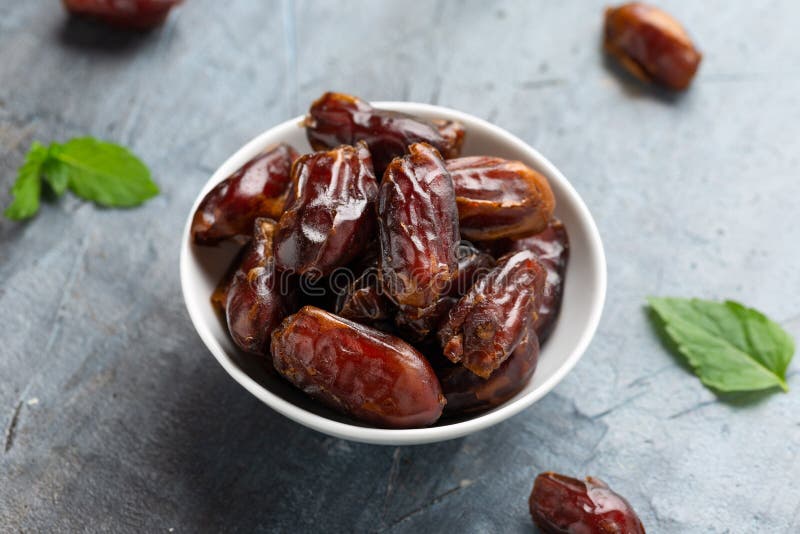 Organic Dried Dates Fruit in White Bowl Stock Photo - Image of organic ...