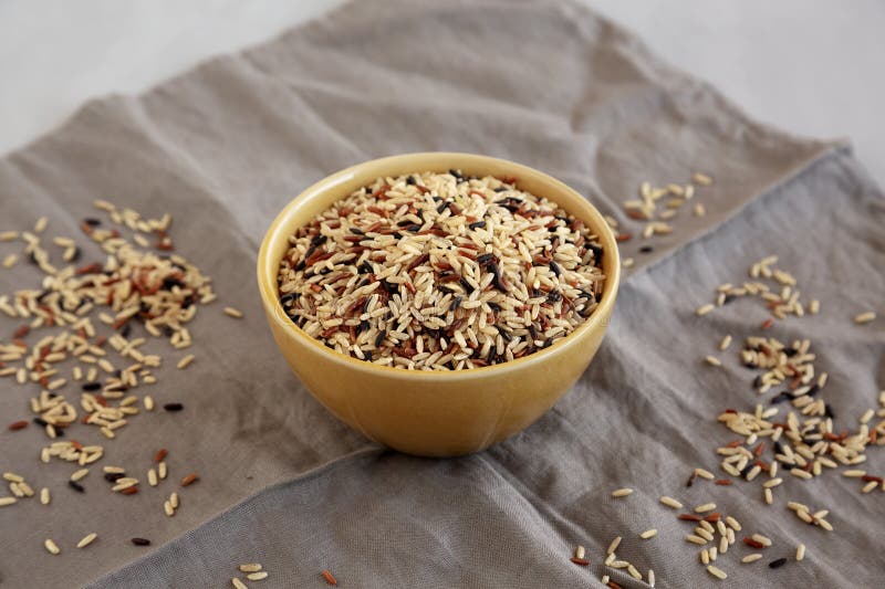 Organic Dry Asian Wild Rice in a Bowl, Side View Stock Image - Image of ...