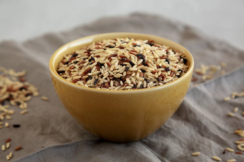 Organic Dry Asian Wild Rice in a Bowl, Side View Stock Image - Image of ...