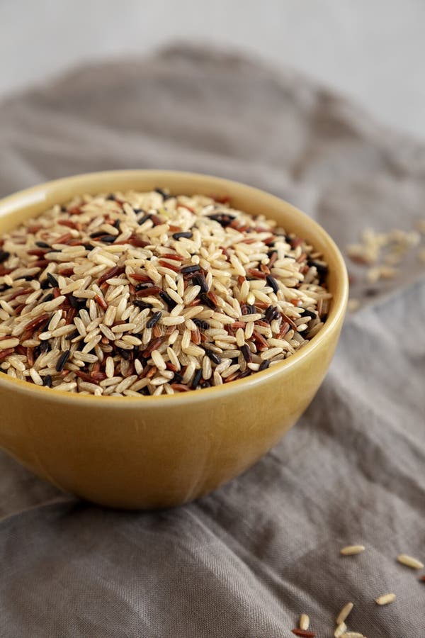 Organic Dry Asian Wild Rice in a Bowl, Side View Stock Image - Image of ...