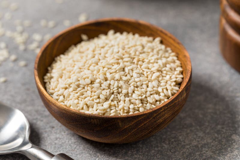Organic Dry White Sesame Seeds Stock Photo - Image of seasoning, herb ...