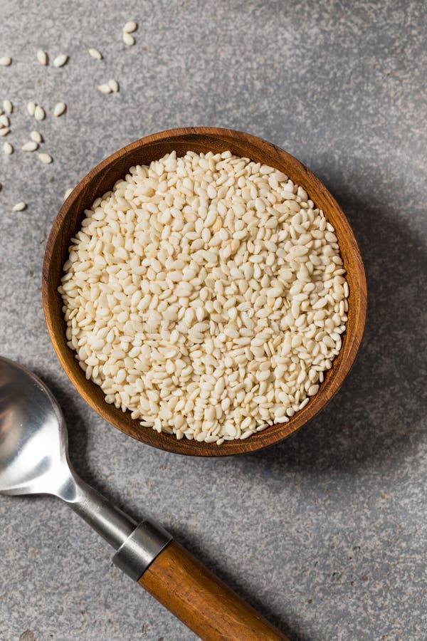 Organic Dry White Sesame Seeds Stock Image - Image of seeds, grain ...