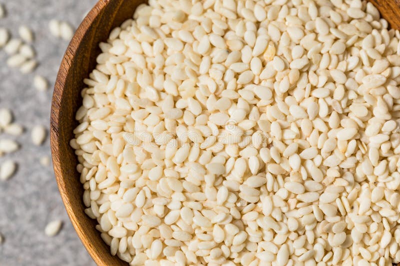 Organic Dry White Sesame Seeds Stock Image - Image of spoon, natural ...