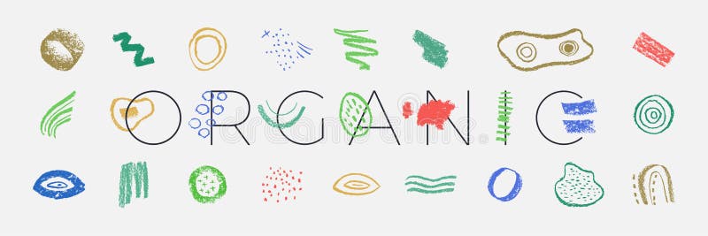 Organic Emblems Set with Hand Painted Elements for Eco Friendly Sign ...