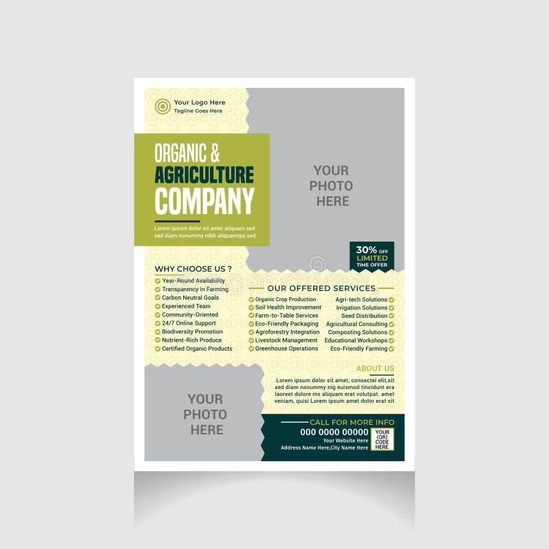 Organic Farm Flyer Design Templates Stock Vector - Illustration of ...