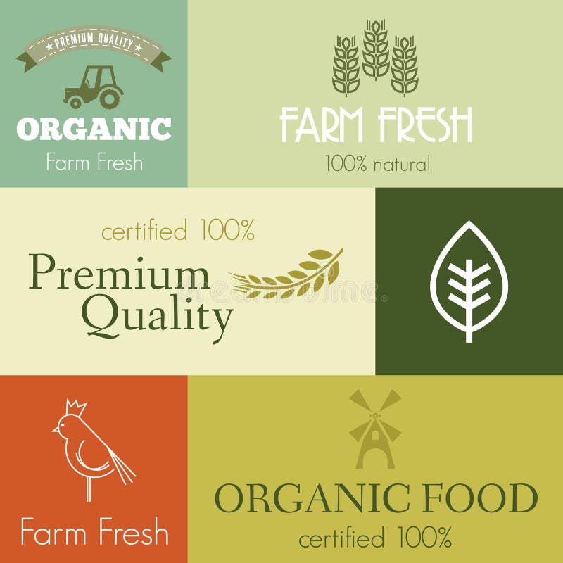 Set of Organic and Farm Fresh Food Badges and Labe Stock Vector ...