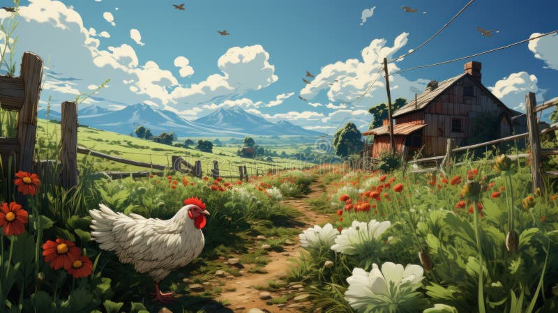 Organic Farm: Happy Chickens, Nutritious Eggs. Created with Generative ...