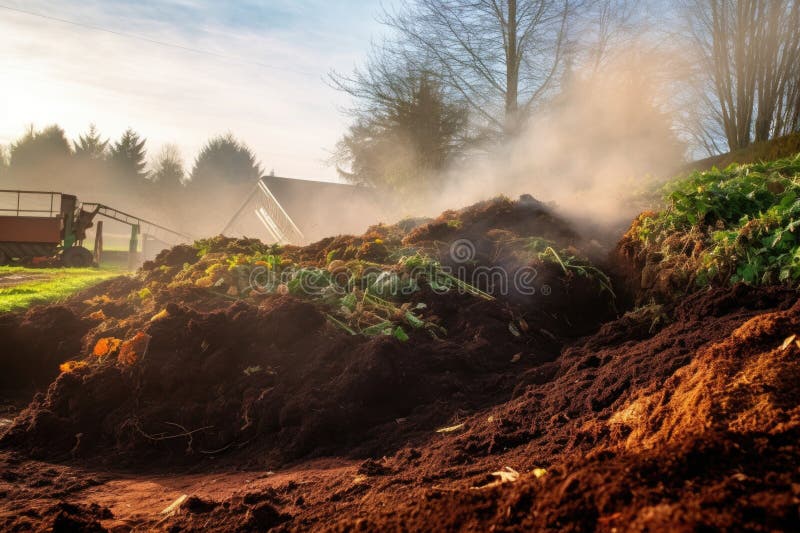 Organic Farming Compost Pile with Steam Rising Stock Illustration ...