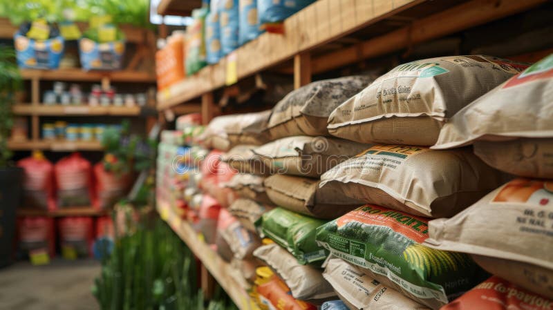Organic Fertilizer Bags in a Farm Stock Image - Image of yields, soil ...
