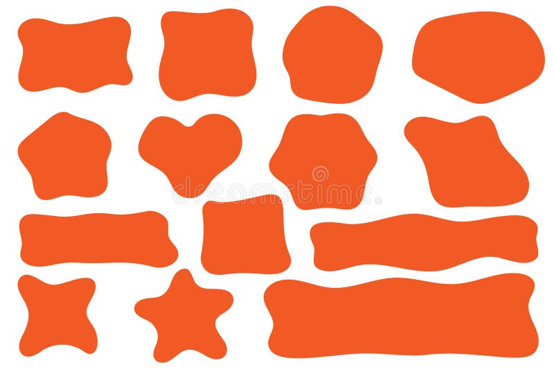 Organic Flat Blobs. Irregular Fluid Bubbles. Abstract Liquid Shapes ...