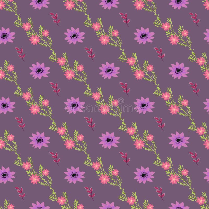 Organic Flat Pressed Flowers Pattern Stock Illustration - Illustration ...