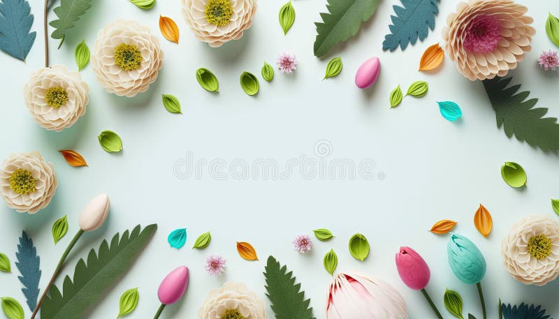 Organic Floral of Flat Lay Flowers and Leaves Isolated on a White ...