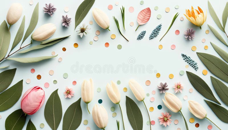 Organic Floral of Flowers and Leaves Isolated on White Background with ...