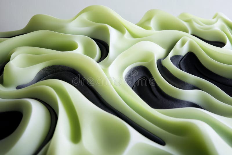 Organic Flowing Lines in Light Green, Gently Mixing with Black To ...