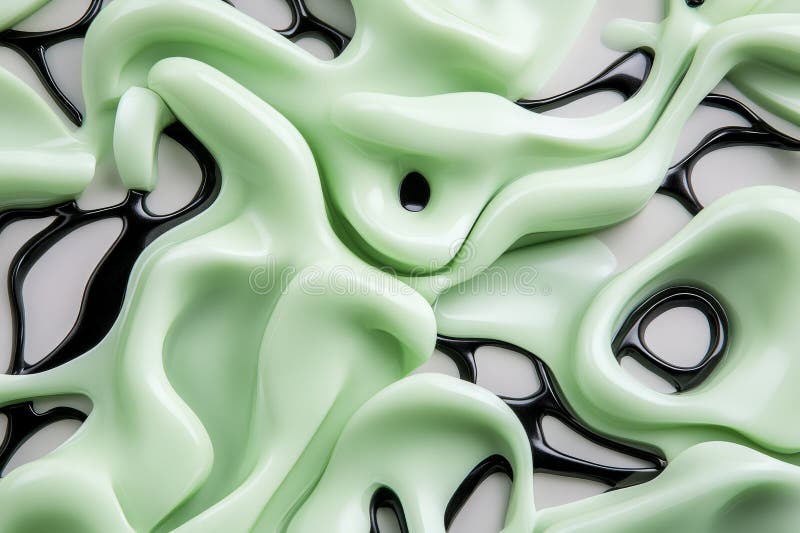 Organic Flowing Lines Light Green Gently Mixing Black Create Harmonious ...