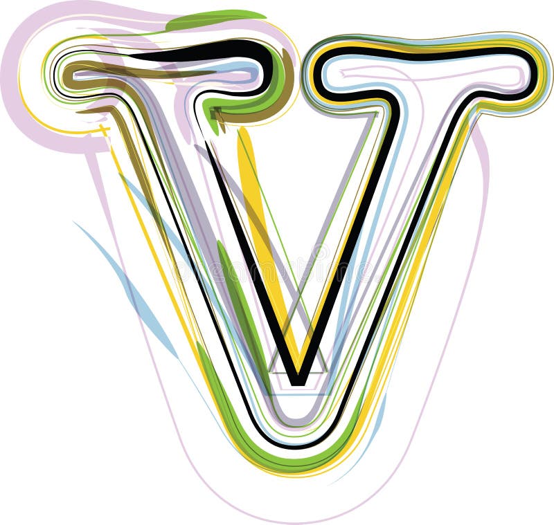 Organic Font Illustration. Letter V Stock Vector - Illustration of ...