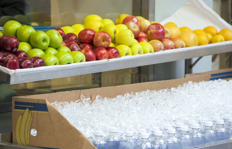 Organic Food on Counter Outdoors Stock Image - Image of water, apples ...
