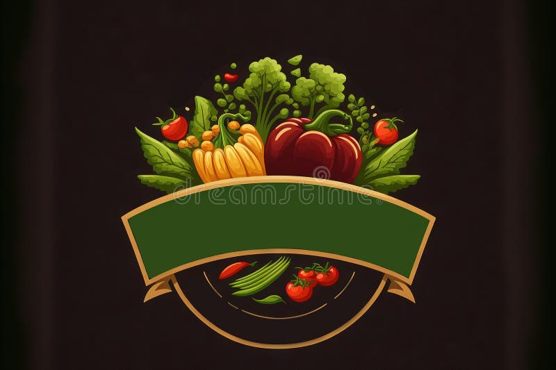 Organic Food and Fresh Veggies Logo Design Stock Illustration ...