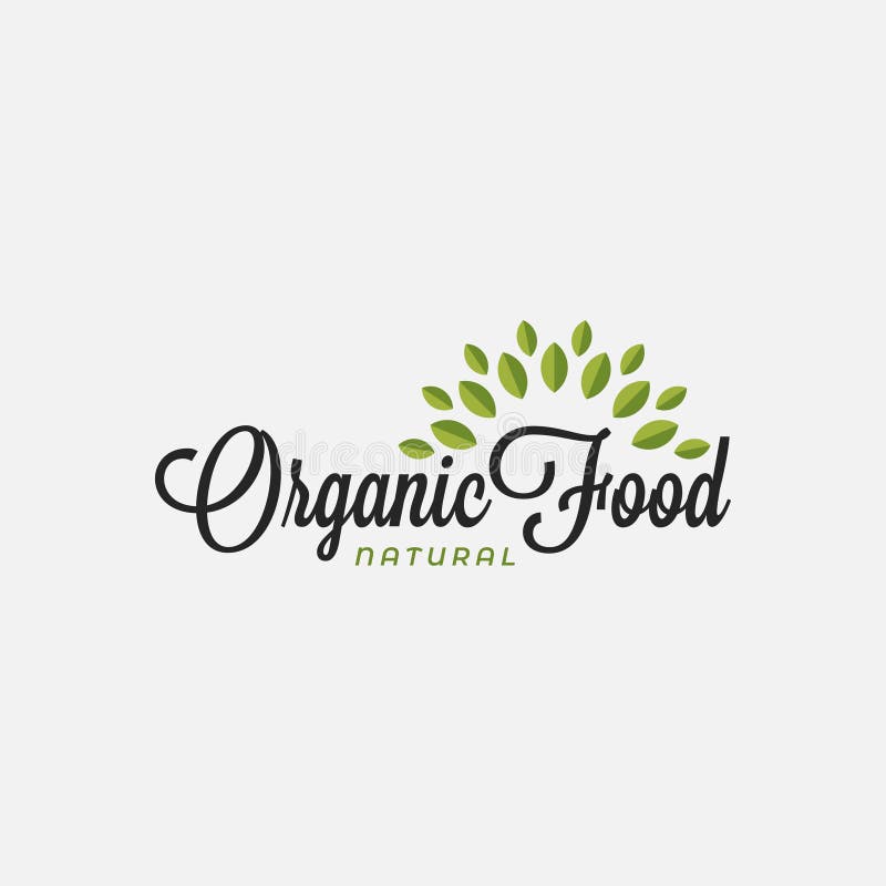 Organic Food Logo. Food Lettering with Leafs Stock Vector ...