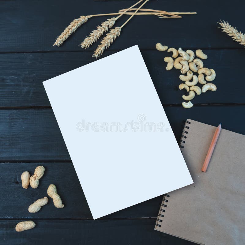 Organic Food Mockup. Notebook for Writing Recipes on the Table. Copy ...