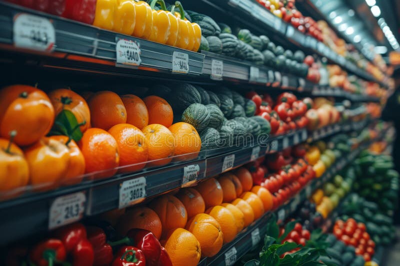 Organic Food Section in a Modern Grocery Store Stock Illustration ...
