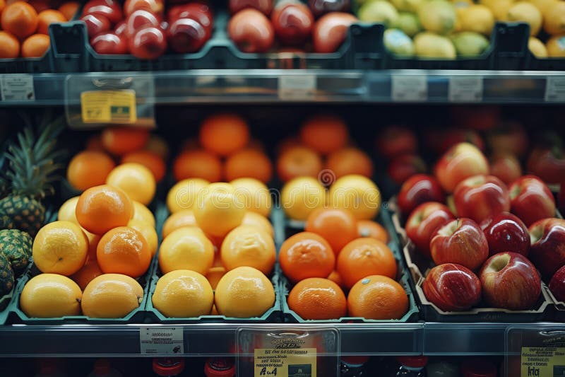 A Lot of Organic Food Section in a Modern Grocery Store Stock ...