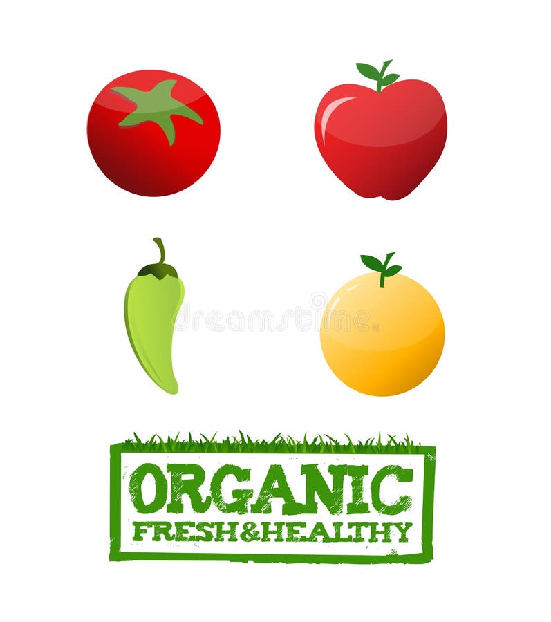 Organic Food Sign and Text Illustration Stock Illustration ...