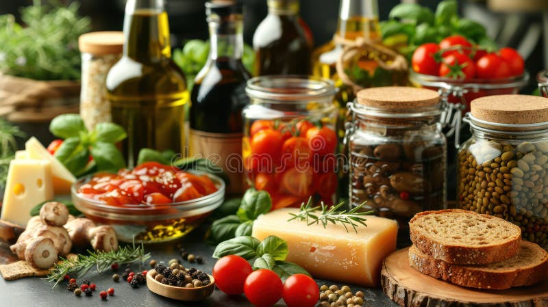 Organic Food Spread on Kitchen Table: a Variety of Healthy Options ...