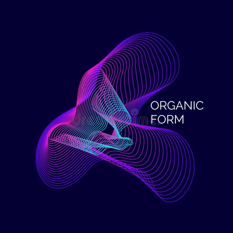 Organic Forms with Dynamic Waves and Lines on a Dark Background. Stock ...
