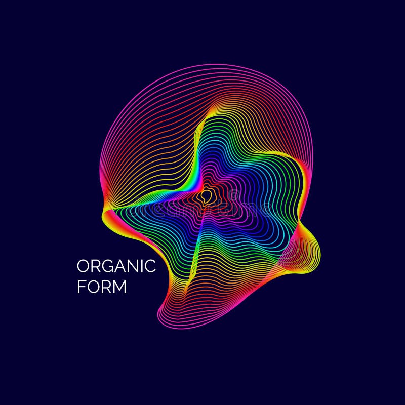 Organic Forms with Dynamic Waves and Lines on a Dark Background. Stock ...