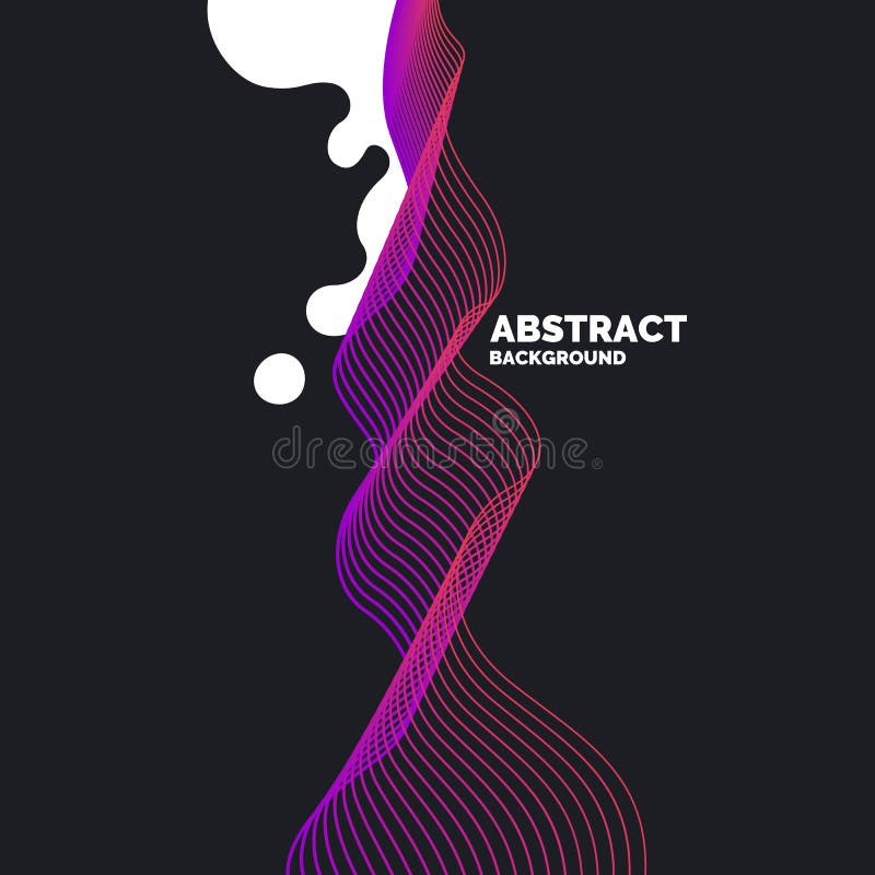 Organic Forms with Dynamic Waves and Lines on a Dark Background. Vector ...