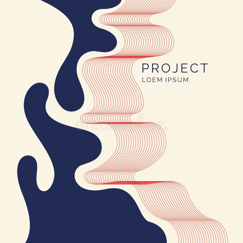 Organic Forms with Dynamic Waves and Lines on Light Background. Vector ...