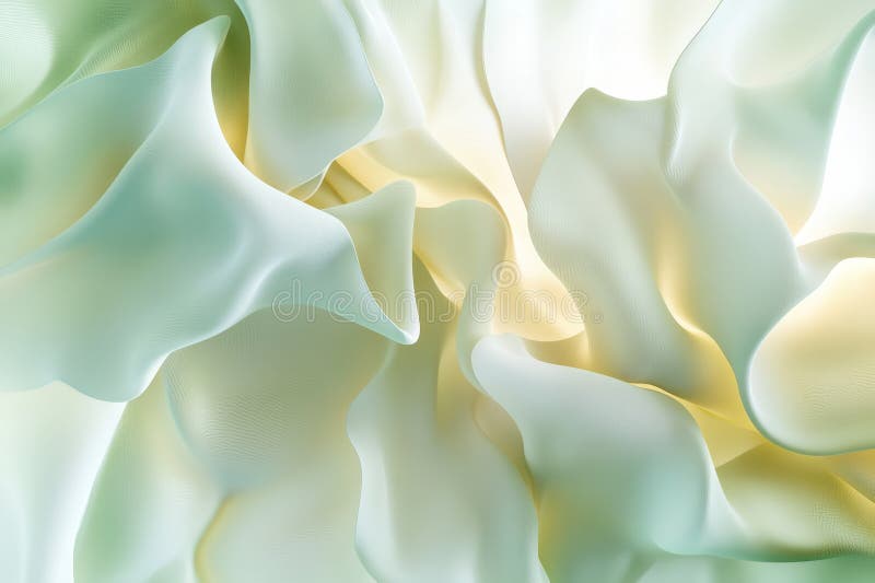 Organic Forms in Light Green, Gradually Blending into Gold, Creating a ...