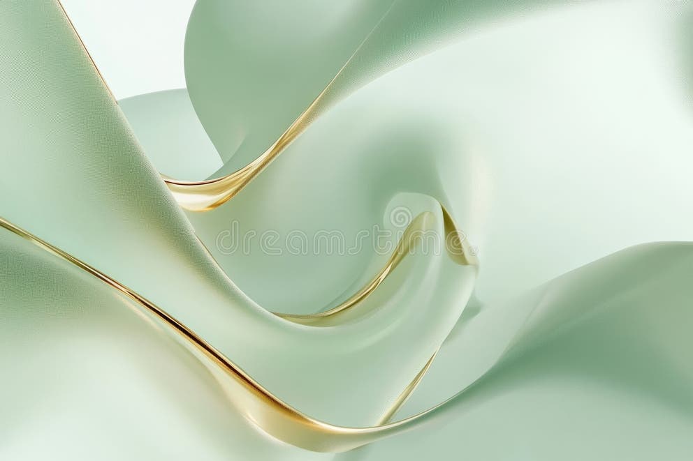 Organic Forms in Light Green, Gradually Blending into Gold, Creating a ...